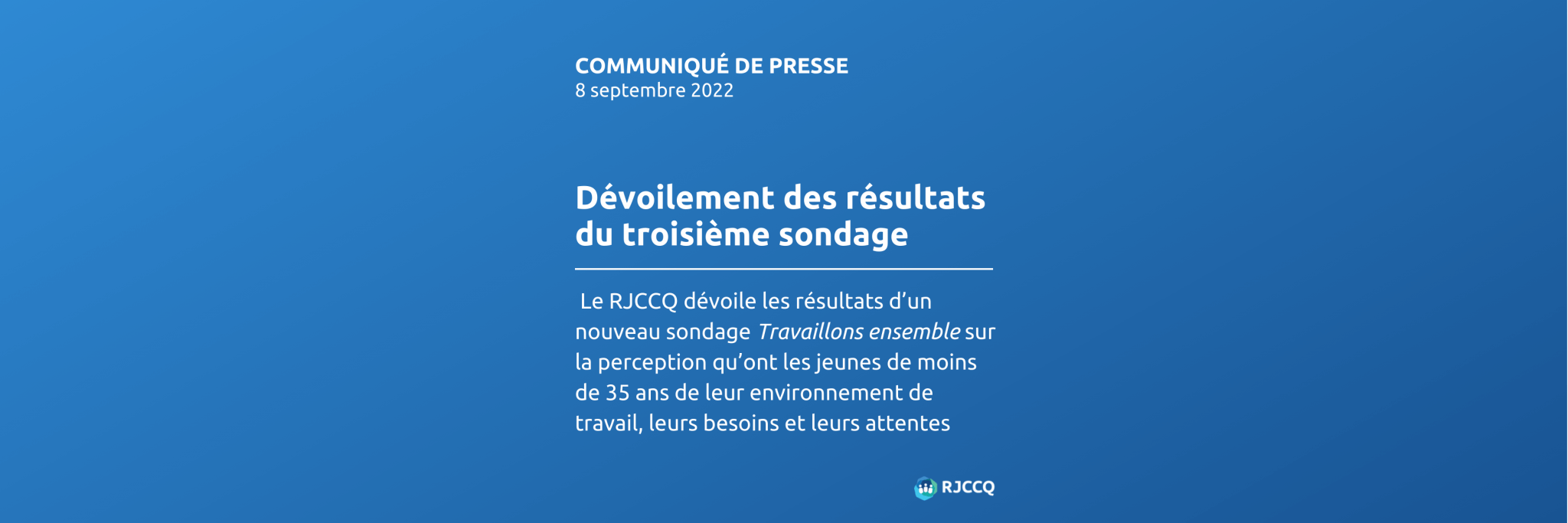 Le monde du travail vu par les jeunes - RJCCQ